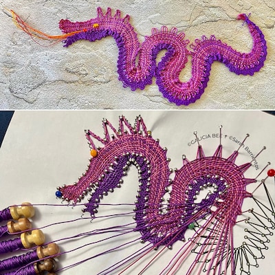 Bobbin Lace DRAGON Pattern, Pdf Lace Patterns to Print at Home, Diy ...