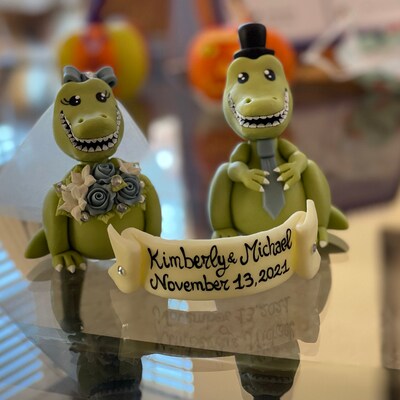 T-rex Wedding Cake Topper, Dinosaur Animal Unique Bride and Groom Dino ...