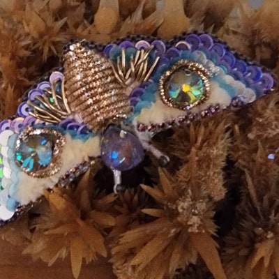 Beaded Butterfly Brooch Pin, Moth Brooch Pin, Beetle Brooch Pin, Art ...