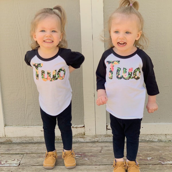 Floral Second Birthday Shirt - Girls Second Birthday Outfit - Girs Two ...