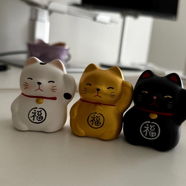 Ceramic Lucky Cat Set Lucky Cats for Luck, Happiness, Wealth and ...