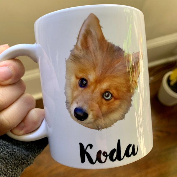Custom Dog Mug, Custom Pet Face Mug, Custom Pet Portrait Mug, Dog Face ...