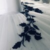 3D Rose Flower Fabric, Navy Blue Lace Fabric, Floral Leaf Lace Fabric ...