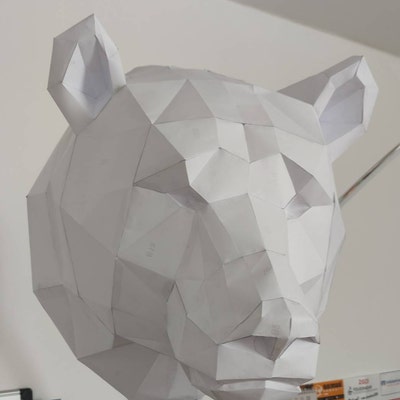 Bear Head, Paper Craft, Digital Template, Origami, PDF Download DIY ...