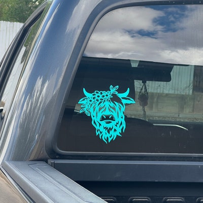Highland Cow With Bandana Vinyl Decal, Heifer Decal, Cow Sticker, Cow ...