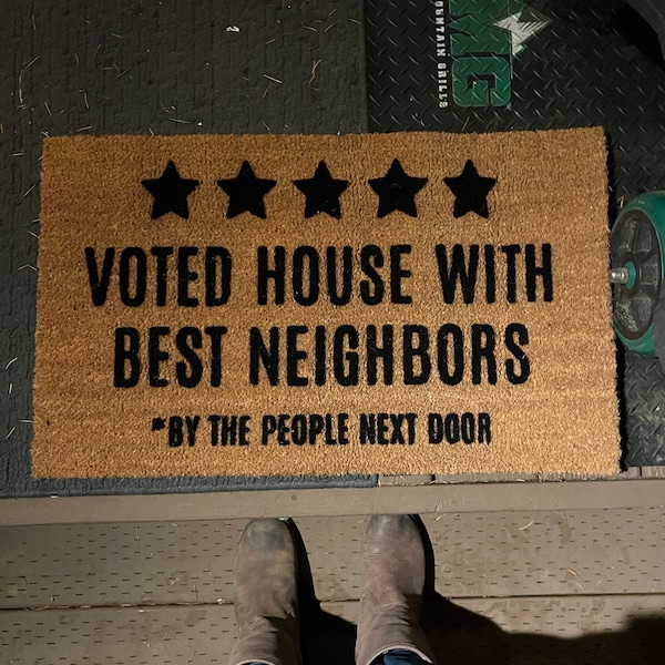 5-star Review Doormat Voted Best Neighbors Ever Funny Neighbor Gift ...