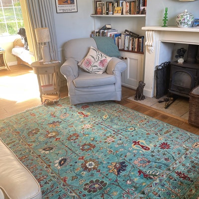 Blue 5x7ft. Bird Area Rug Handmade Afghan Natural Wool Rug Rugs for ...