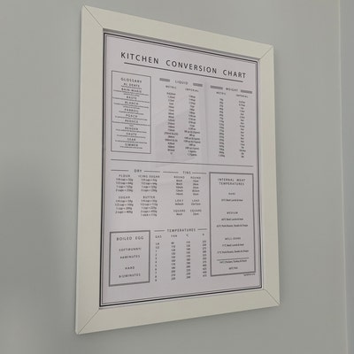 Kitchen Conversion Chart Print // Kitchen Temperature & Weight Guide ...