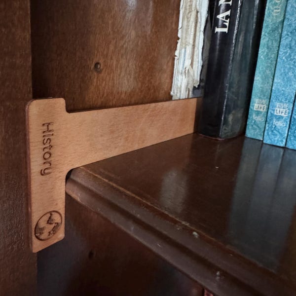 Personalized Wooden Book Shelf Dividers, Horizontal Genre Organizers ...