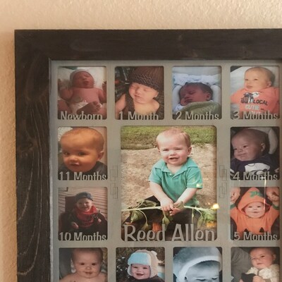 Baby First Year Personalized Frame Holds Twelve 2.5 X 3.5 Newborn ...