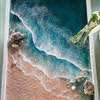 Beach Themed Large Epoxy Resin Wall Art, Coastal Picture, 3D Ocean Wave ...