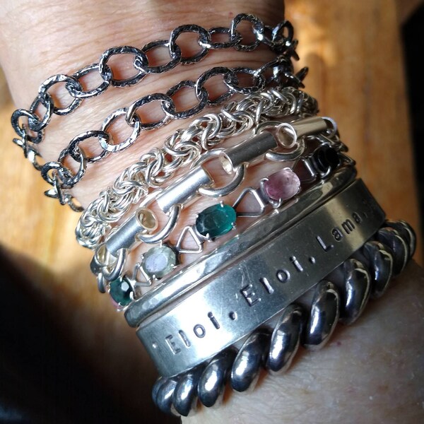 Artisan Handcrafted Textured Sterling Silver Link Chain (multiple ...