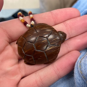 Hand-carved Wood Turtle Necklace - Etsy