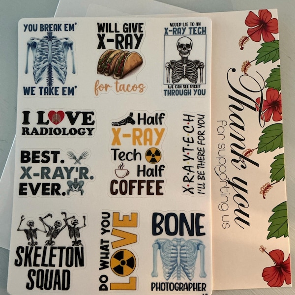10pcs Radiology Stickers Pack, X-ray Tech Decals, Radiology Tech Decal ...
