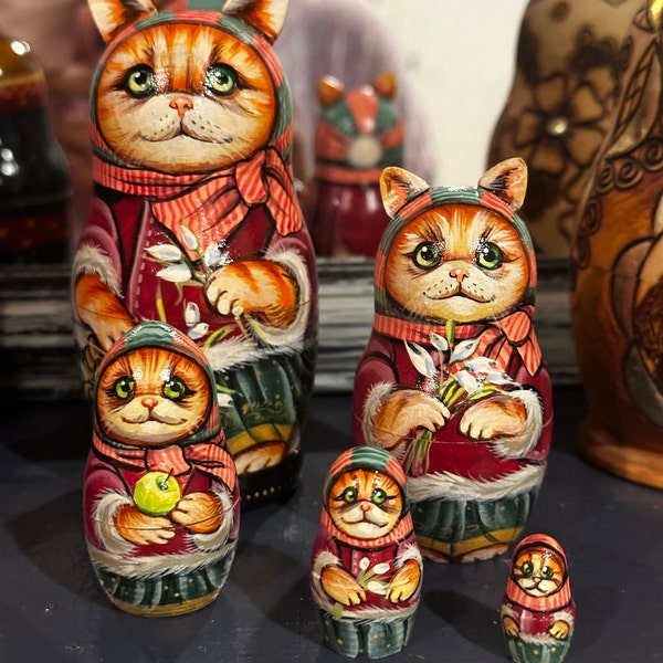 Author's Wooden Matryoshka "matryona With a Rooster" - Etsy