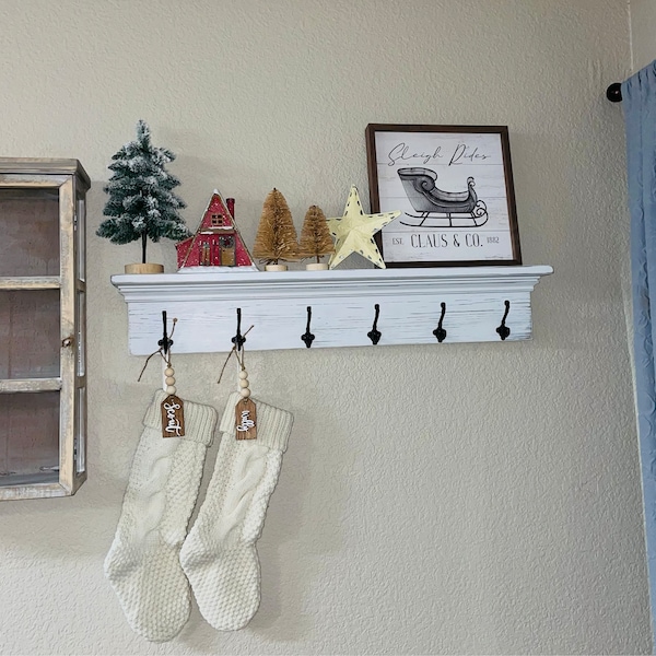 Coat Rack With 4 Inch Wall Shelf / Black Style Hooks / Farmhouse ...