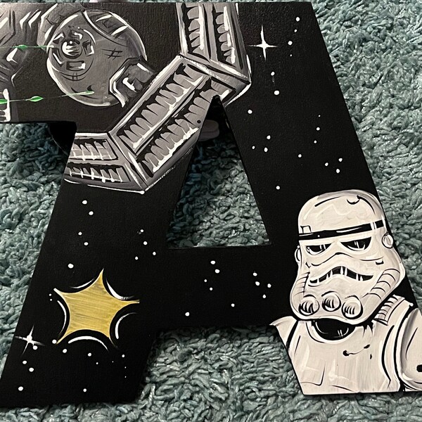 Star Jedi Space Wars Painted Letters, Black Star Jedi Painted Letters ...