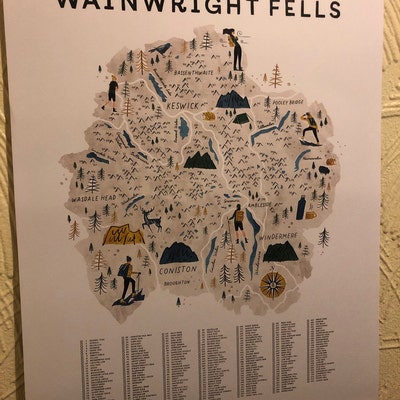 Wainwright Fells Illustrated Map Checklist. the Complete 214 Wainwright ...