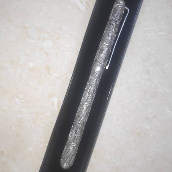 925 Sterling Silver Fligree Art Handmade Silver Pen Ballpoint Pen ...