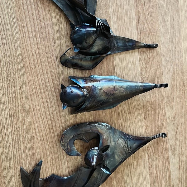 Metal Hanging One Open Wing Bat. Garden Indoor Outdoor Sculptures. Bats ...