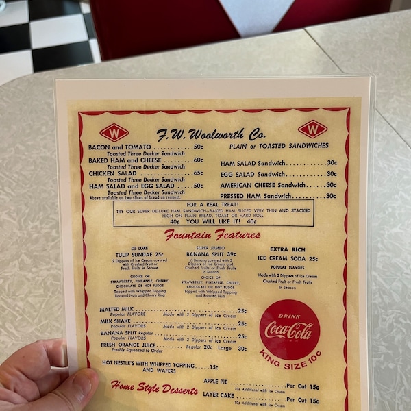 1960 WOOLWORTH RESTAURANT Harvest House Menu PHOTO - Etsy