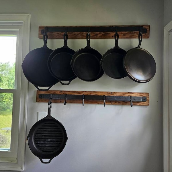 Hand Forged Cast Iron Pot Skillet Rack Hanger - Etsy