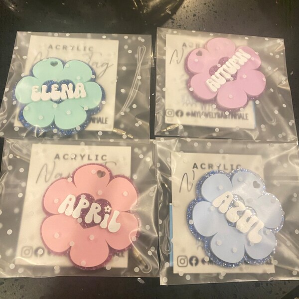 Daisy Custom Bag Tag | Bogg Bag Tag Charm| Acrylic Keychain| Groovy ...