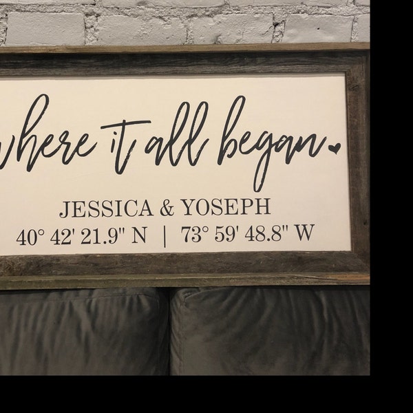 Where It All Began Sign, Custom Coordinates Wood Sign Latitude ...