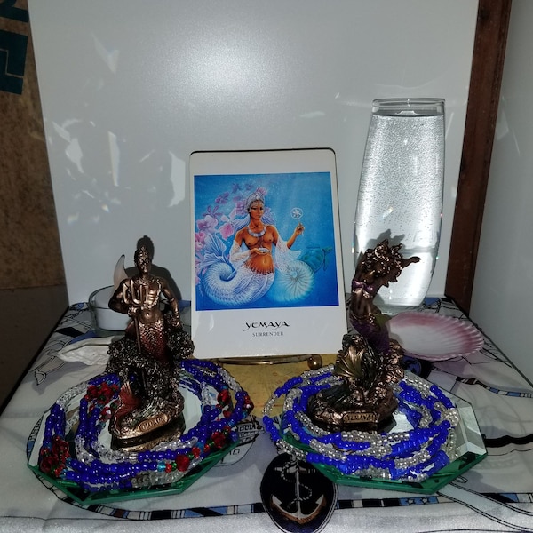 Vintage Olokun Mini Statue - Small Orisha of Water, Health, and Wealth ...