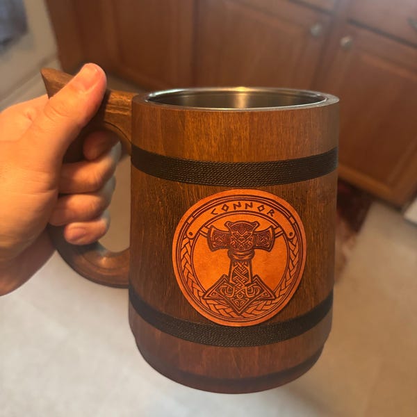 PERSONALIZED Dad Gift VIKING MUG Wooden Beer Stein - Etsy