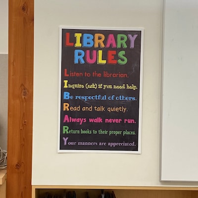 Library Rules Media Center Library Book Reading Center Teacher Sign ...