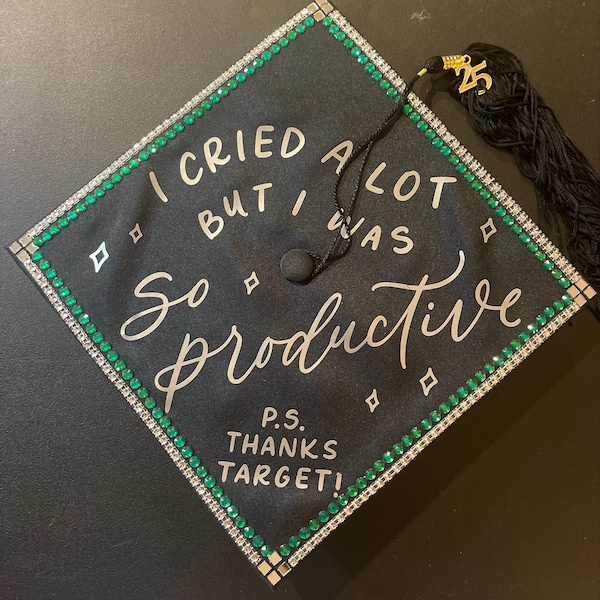 I Cried a Lot but I Was so Productive Graduation Cap Vinyl Decal ...