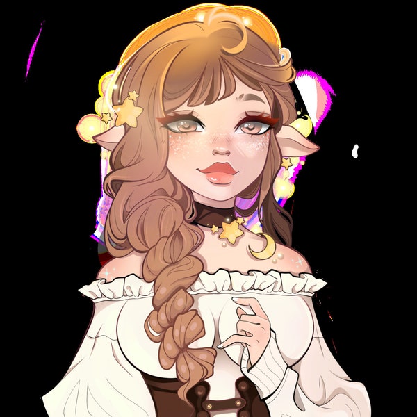 Moon & Stars Pngtuber | Cute Girl Pngtuber | Fantasy Theme | Streaming ...