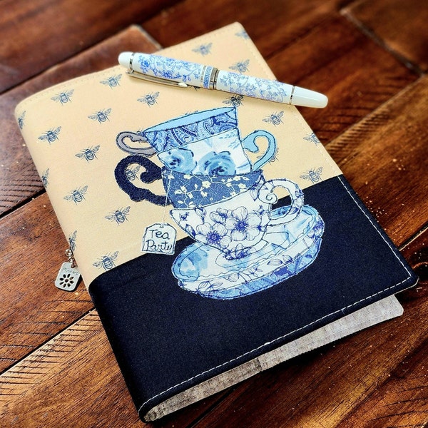 The Woman Floral Line Art Fabric Notebook Cover, Travelers Notebook ...