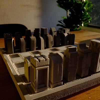 Concrete Brutalist Chess Set - Etsy