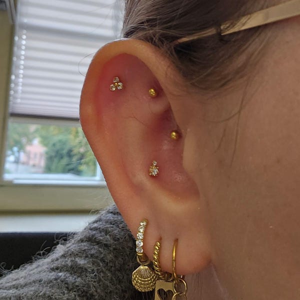 14k Solid Gold Diamond Belly Button Ring Gold Navel Piercing Classic ...