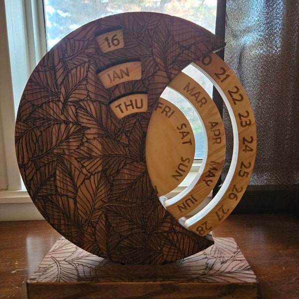 Spinning Standing Calendar, Perpetual Calendar, Wooden Calendar Natural ...