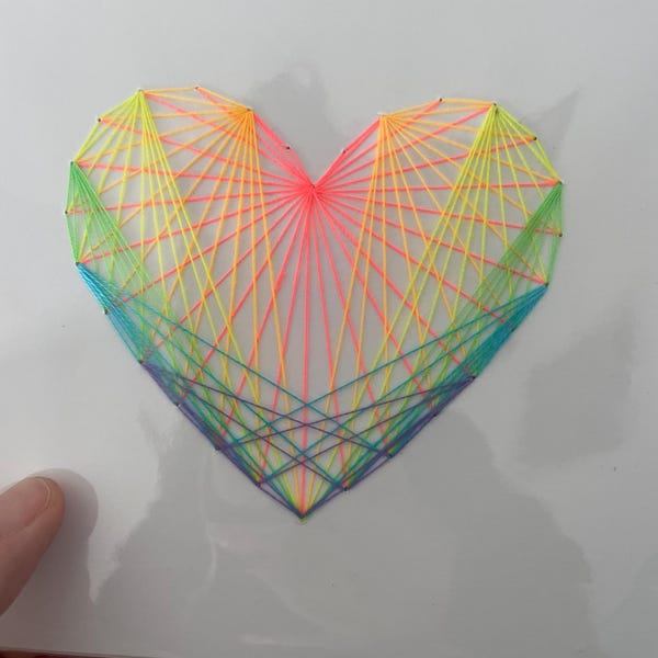 STRING HEART CARD / Purple, Mint, & Pink Heart on White - Etsy