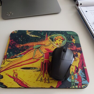 Pin up Girl Mouse Pad Retro Vintage 1950s Outer Space Kitsch Rockabilly ...