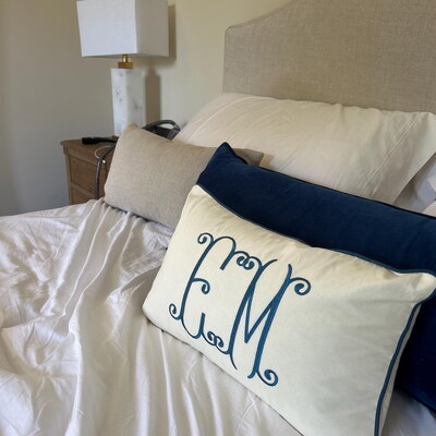 Custom Monogrammed Pillow Cover With Punch Needle Embroidery ...