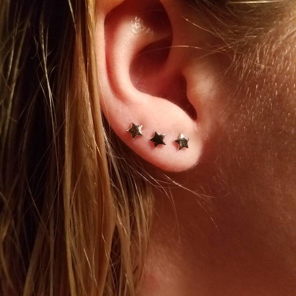 Silver Tiny Mini Star Stud Earrings - Sterling Silver[es1031] - Etsy