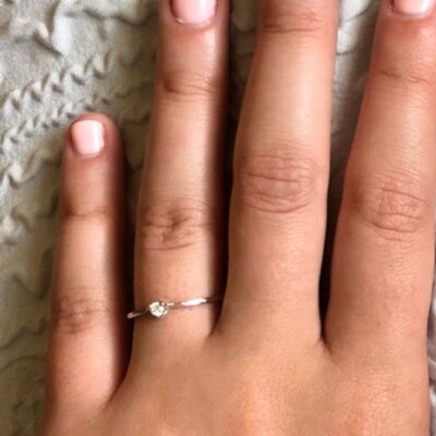 Dainty Diamond Ring, Solid 14K 18K Gold, Tiny Ring, Small Engagement ...