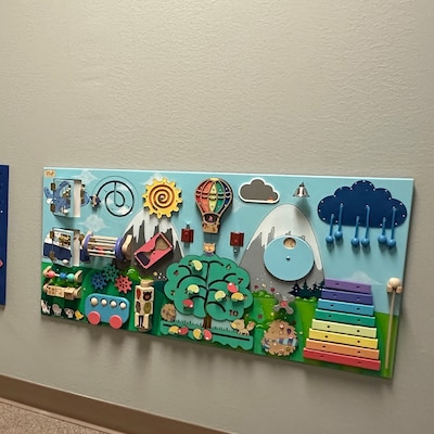 Large Busy Board for Toddler With Green Fields and Grey Mountains ...