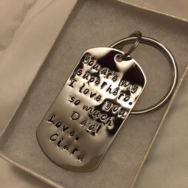 Super Hero Dad Keychain Gift for New Dad Love Daddy Keychain ...