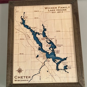 Washburn Lake Custom Wood Map Lake House Decor Lake Map - Etsy