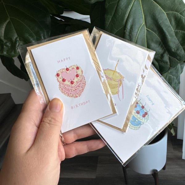 The Mini Vintage Cake Collection | 3 Card Set | Happy Birthday Card ...
