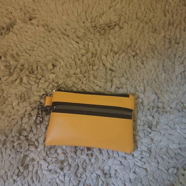 Cotton Double Zip Wallet, Coin & Card Pouch, Zipper Pouch, Keychain ...