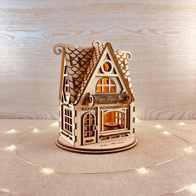 Santa Claus House Laser Cut File, SVG Plan for Glowforge and Cutting ...