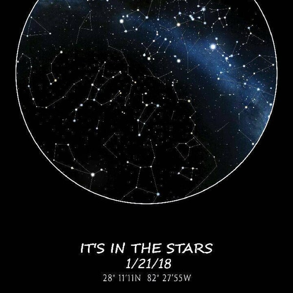 Custom Star Map | DIGITAL DOWNLOAD | REAL Night Sky | Custom Star ...