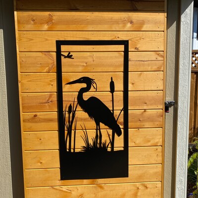 Great Blue Heron Metal Wall Art Metal Privacy Screens Large Metal Wall ...